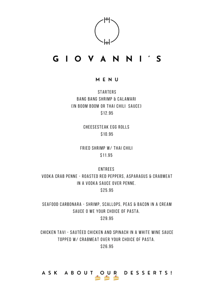 Blackboard Specials - Giovanni's Jamison