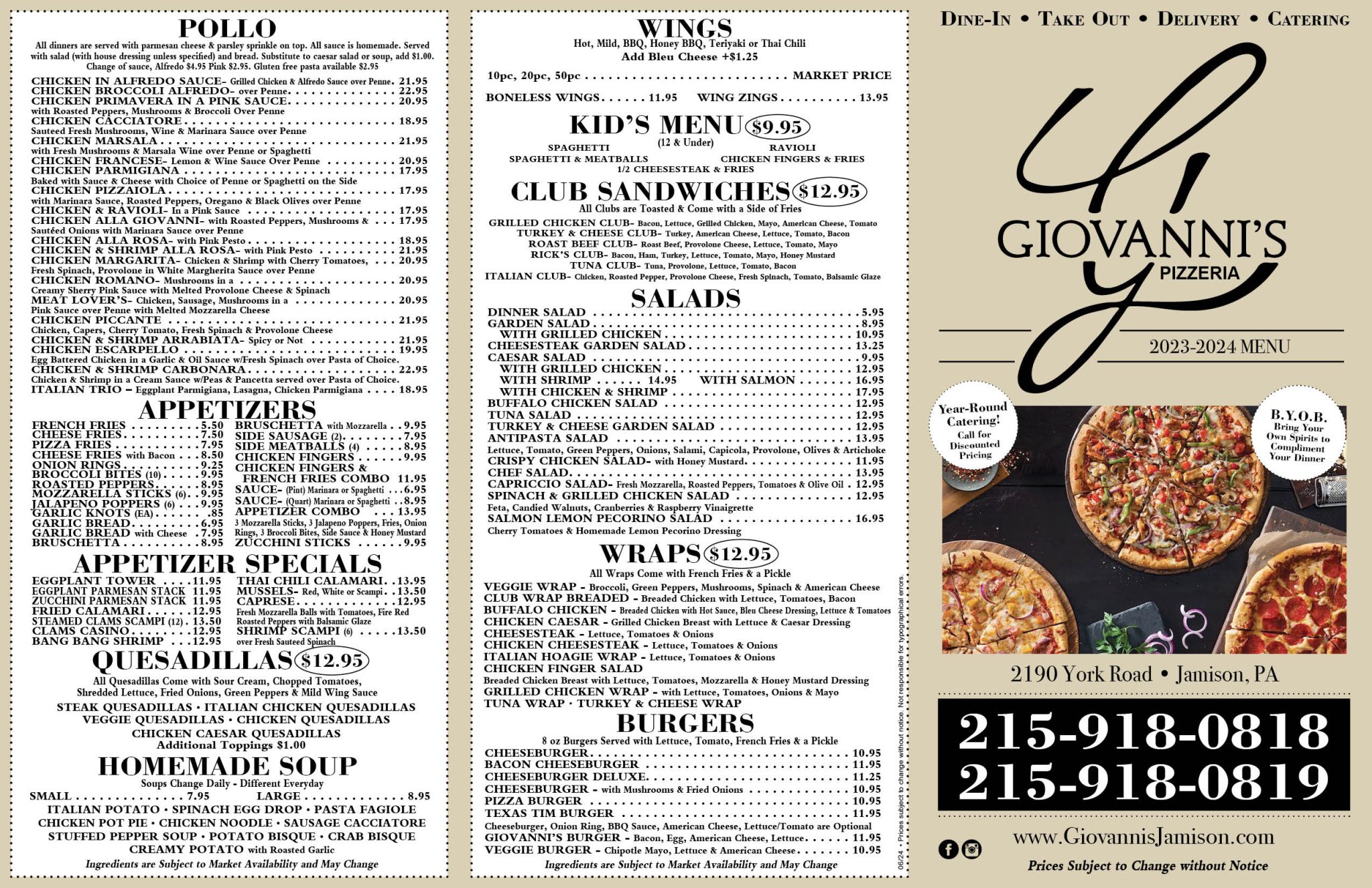 Menu – Giovanni's Jamison